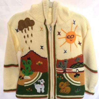 Size 8 Ivory Hooded Jacket,girls Jacket,handmade Jacket, Knitwear ...