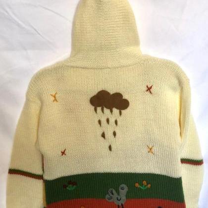 Size 8 Ivory Hooded Jacket,girls Jacket,handmade Jacket, Knitwear ...