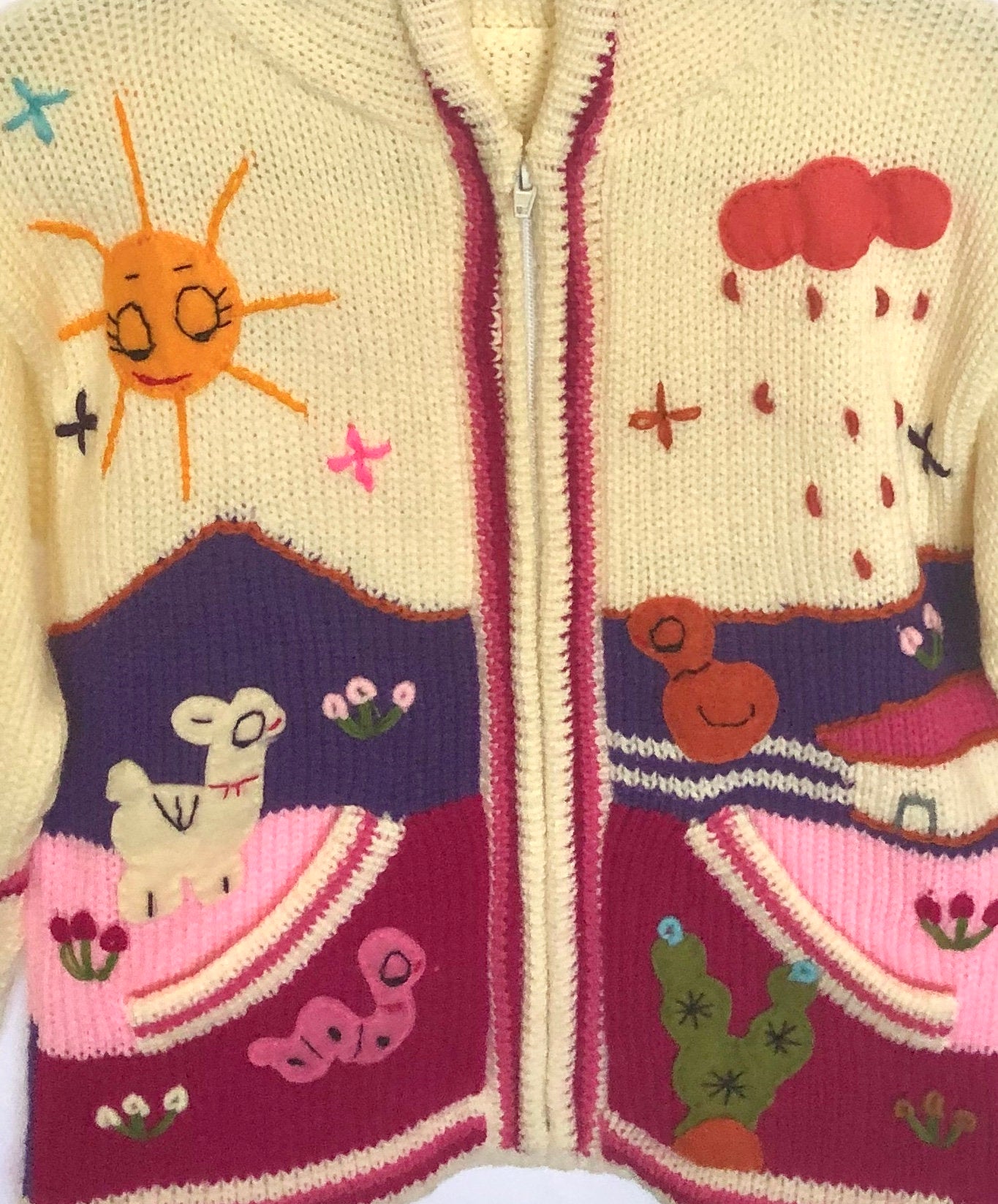 Size 8 Ivory Hooded Jacket,girls Jacket,handmade Jacket, Knitwear ...