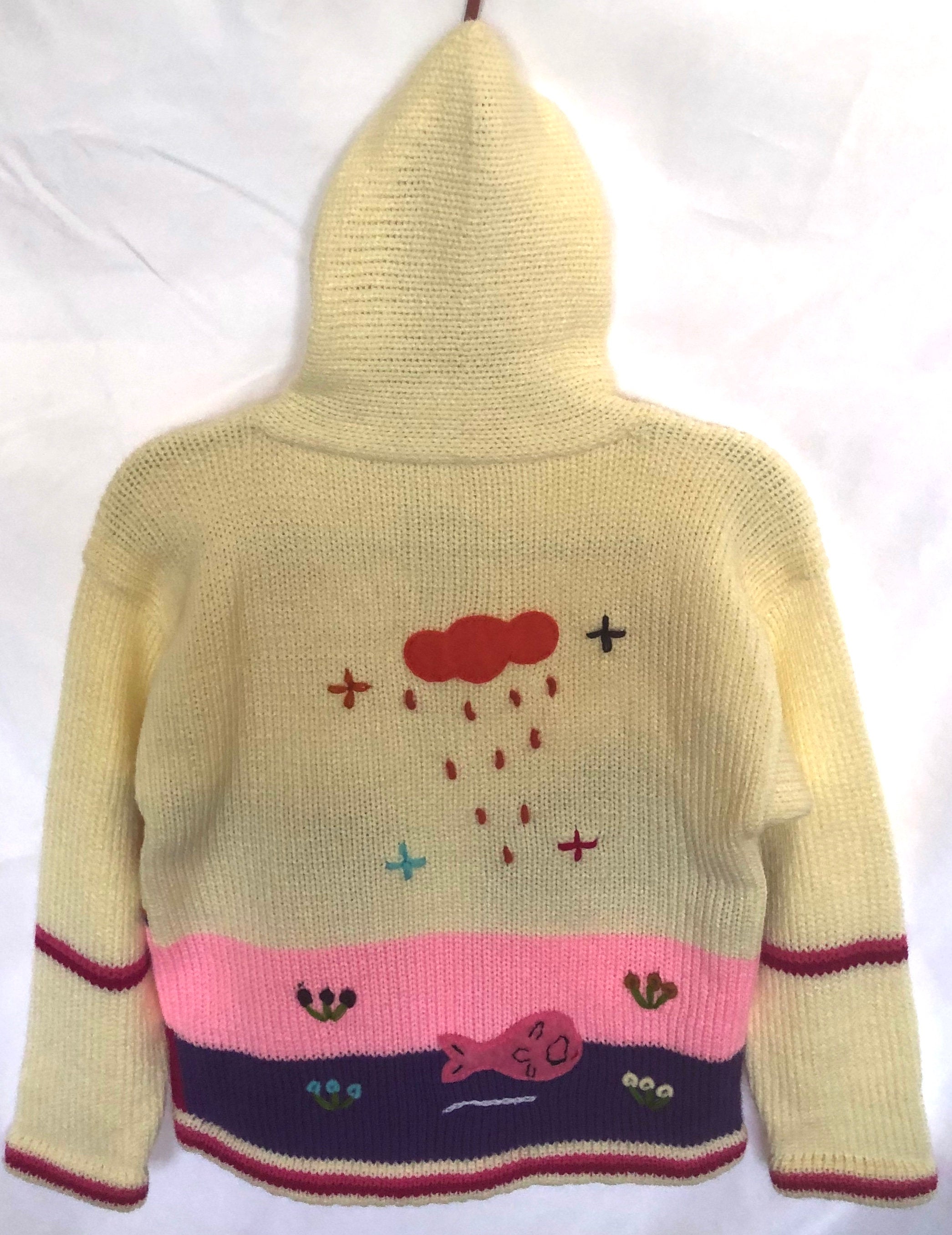 Size 8 Ivory Hooded Jacket,girls Jacket,handmade Jacket, Knitwear ...