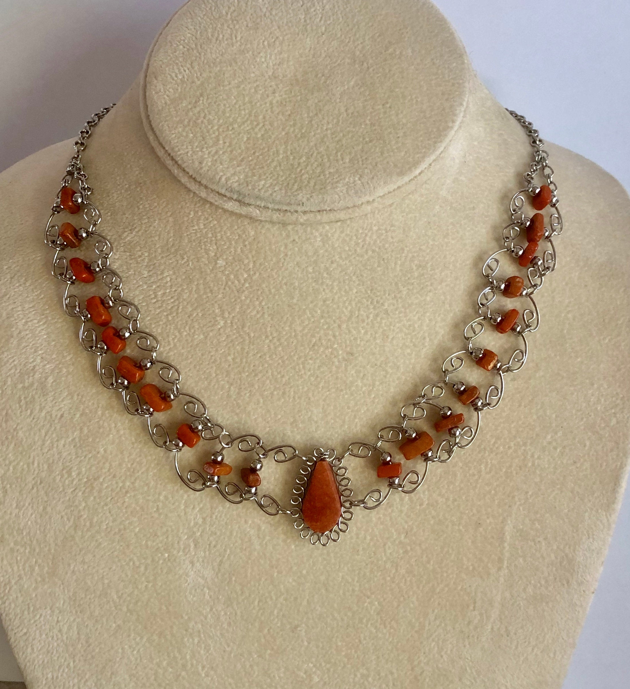 Red Jasper Necklace And Earrings, Teardrop Neck, Alpaca Silver Necklace ...